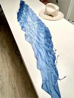 Vintage | Accessories | Rare Blue Ombre Silk Scarfwrap Mega Texture ...